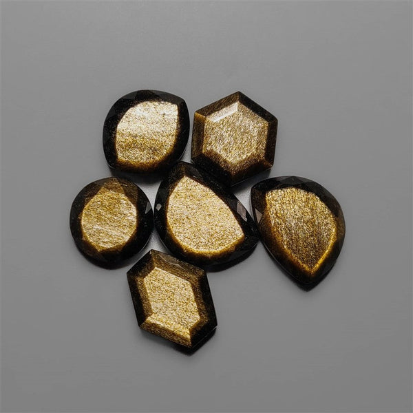 Step Cut Goldensheen Obsidian Lot -3758